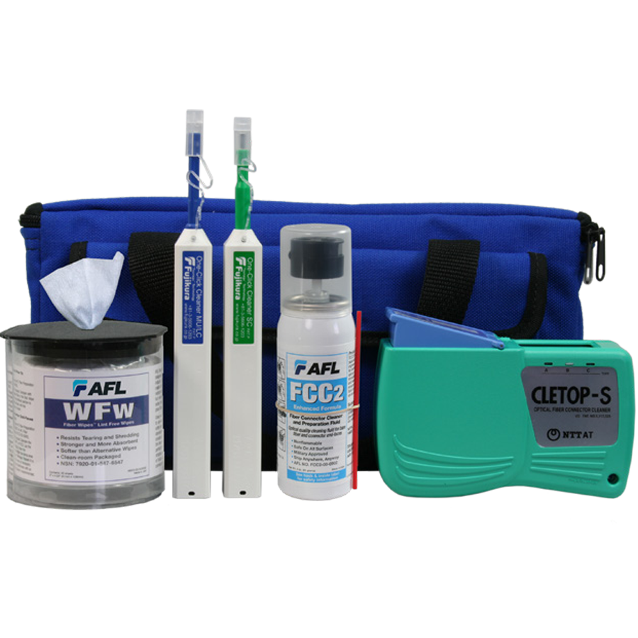 Fiber optic cleaning kits
